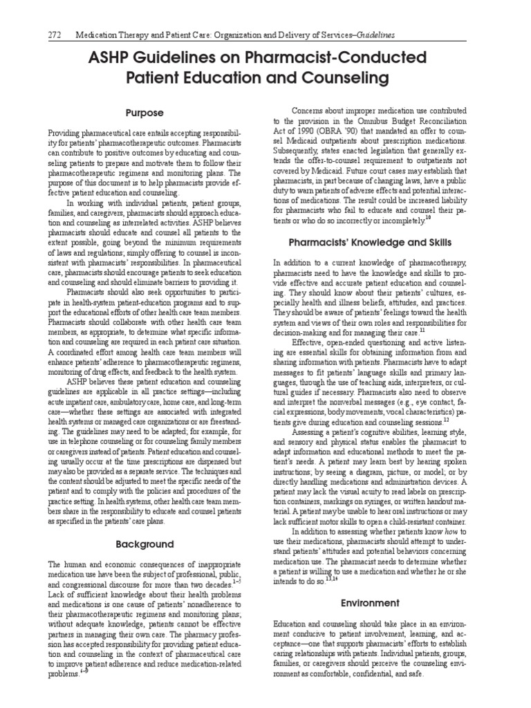 ASHP Guidelines On Pharmacist-Conducted | PDF | Pharmacy ...