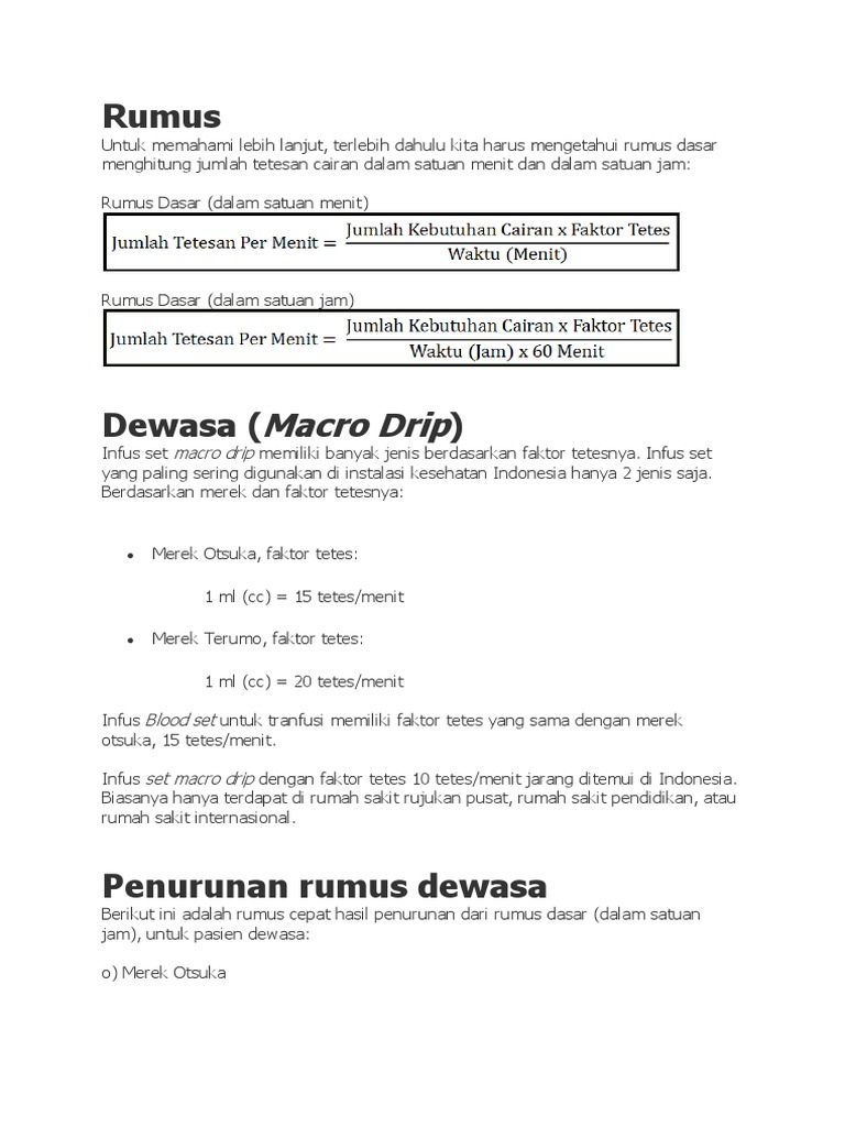 Rumus Hitung Infus | PDF | Kesehatan Holistik