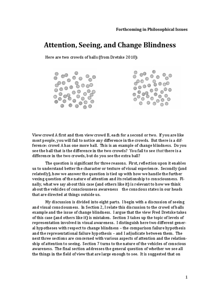 Attention and Change Blindness Analysis | PDF | Attention | Consciousness