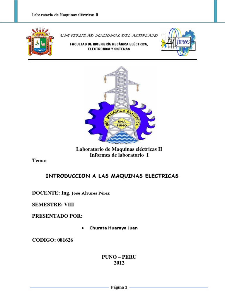 Laboratorio 1 de Maquinas Electricas II | PDF | Generador eléctrico | Corriente eléctrica