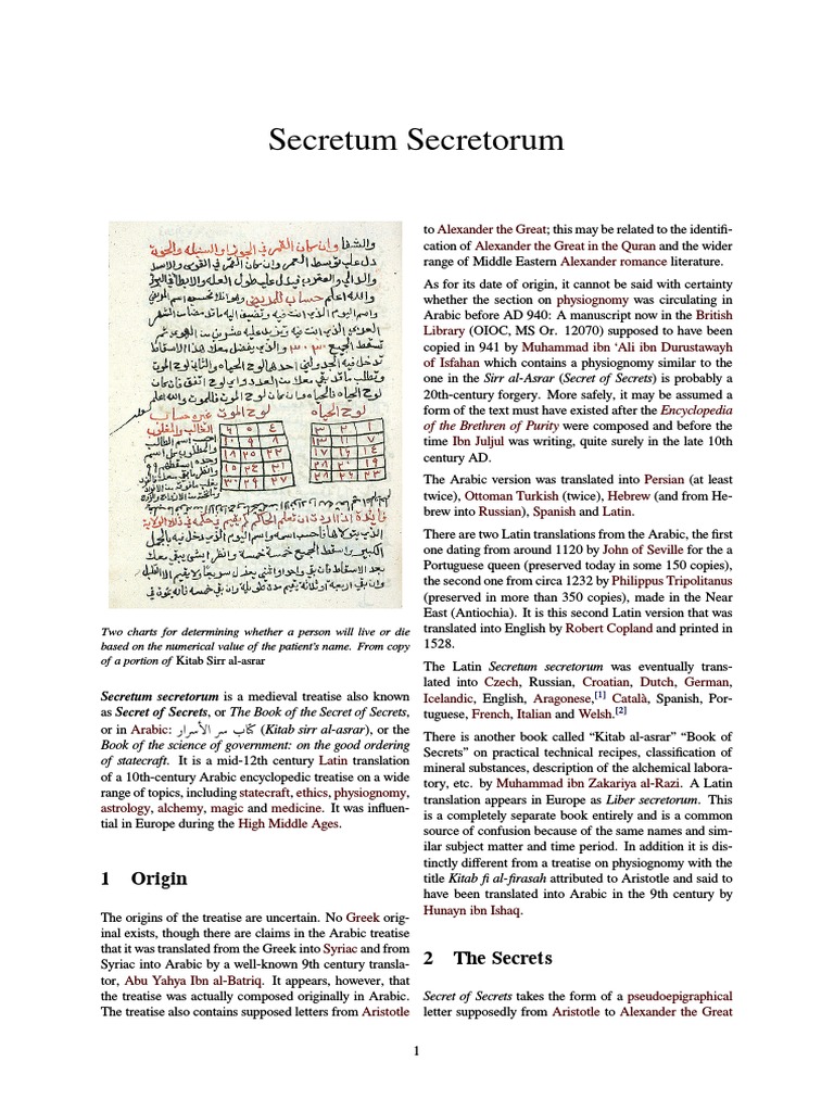 Secretum Secretorum | PDF | Classics