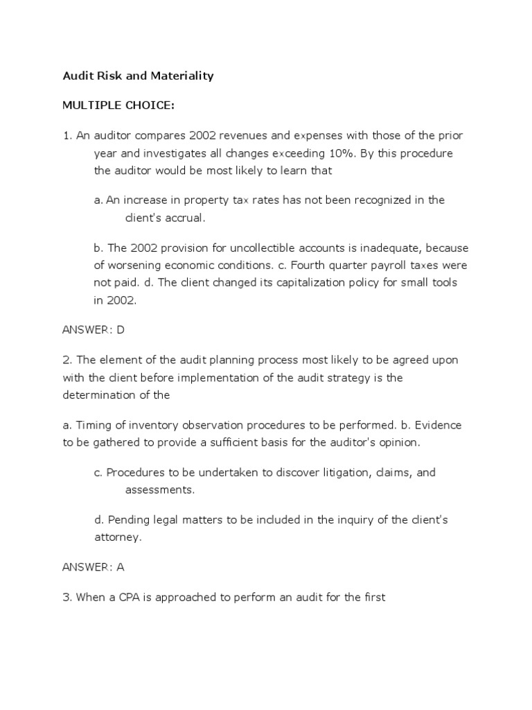 Audit Risk and Materiality | PDF | Audit | Financial Audit