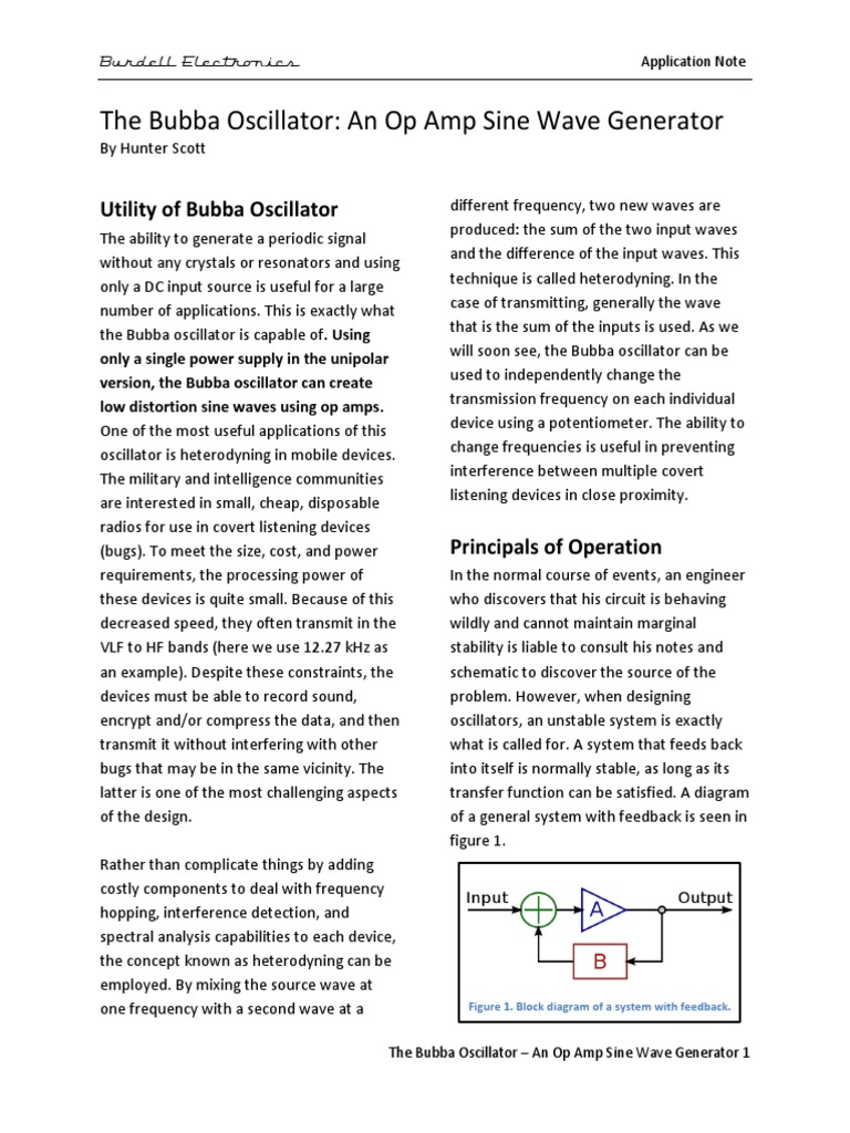 The Bubba Oscillator | PDF | Electronic Oscillator | Amplifier