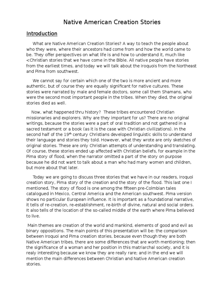 Native American Creation Stories | PDF | Genesis Creation Narrative ...