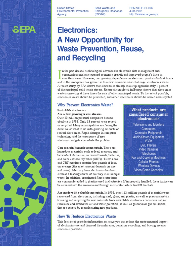 Electronics: A New Opportunity For Waste Prevention, Reuse, and ...