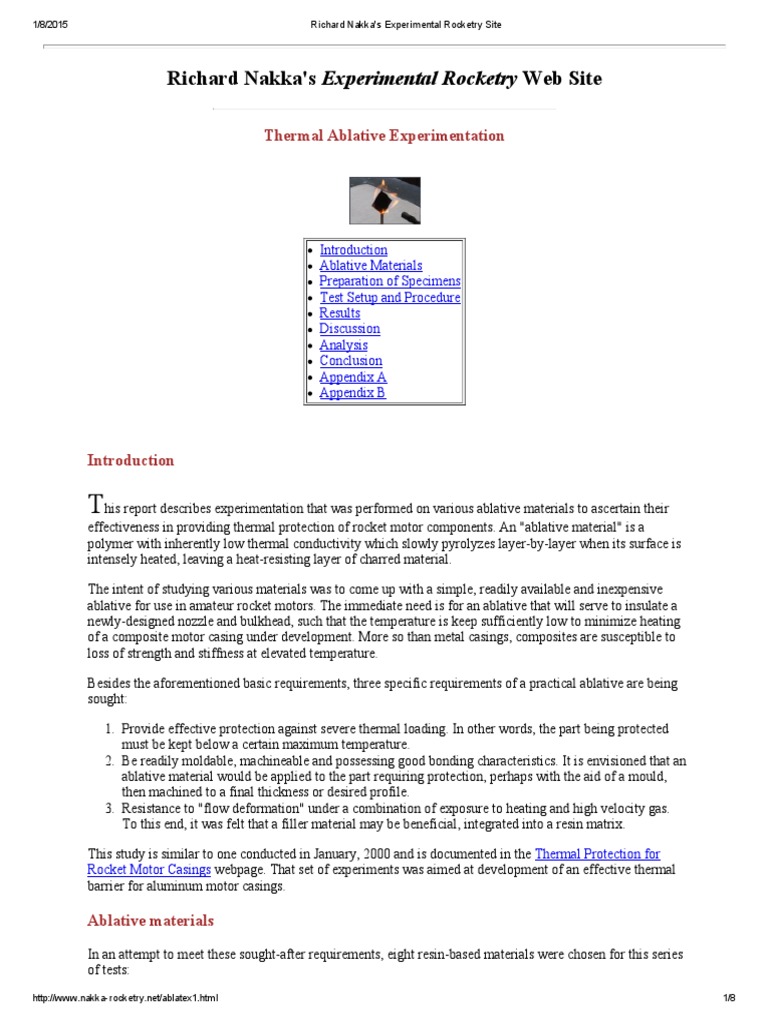 Richard Nakka's Experimental Rocketry Site | PDF | Epoxy | Atmospheric ...