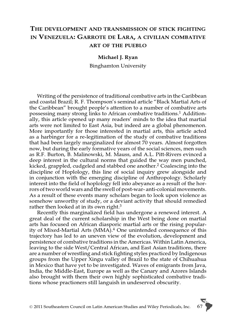 Michael Ryan - The Development and Transmission of Stick Fighting in ...