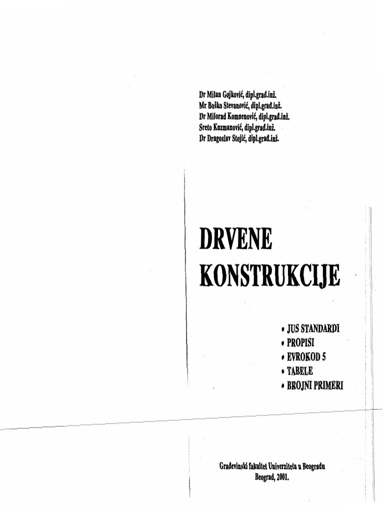 Milan Gojkovic - Drvene Konstrukcije PROPISI 2001 | PDF