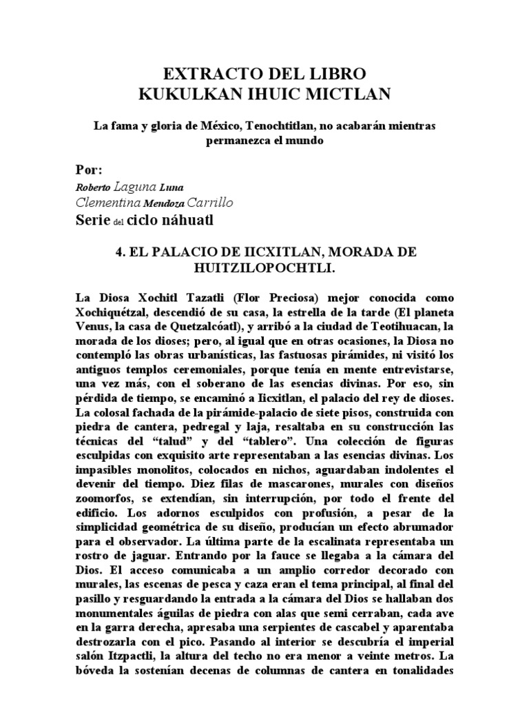 Extracto Del Libro Kukulkan Ihuic Mictlan | PDF | azteca | Naturaleza