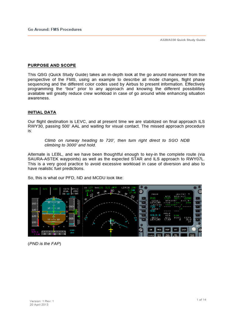 A320 Going Around Quick Study Guide | PDF | Aviation Safety | Aeronautics