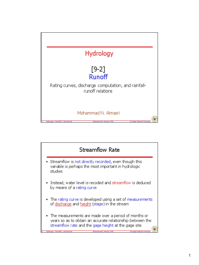 9-2 Runoff - Rating Curves, Discharge Computation, and Rainfall-Runoff ...