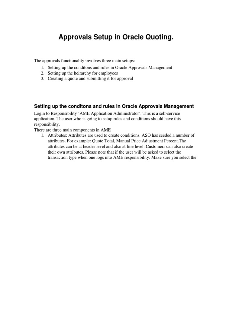 Approval Setup In Oracle Quoting Pdf Sql Information Technology Management