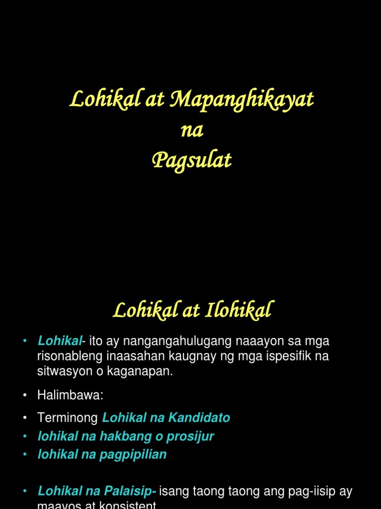 Lohikal at Mapanghikayat | PDF