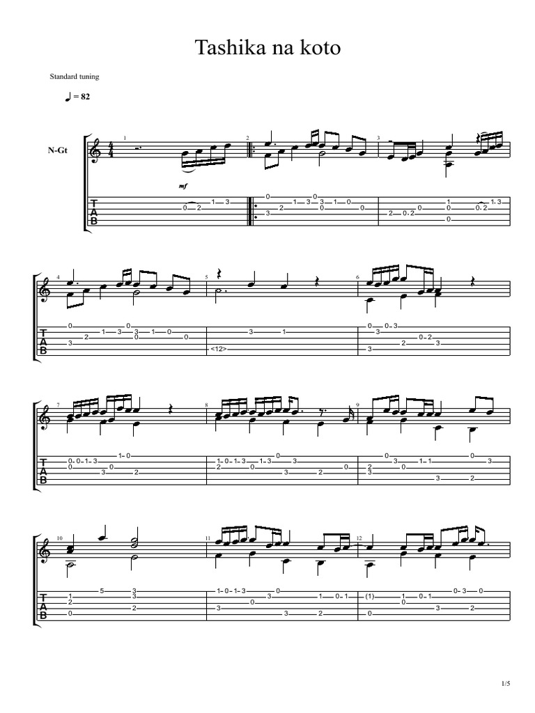 Tashika na Koto Guitar Tabs | PDF