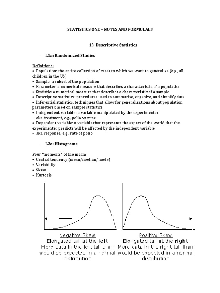 Coursera Statistics One - Notes and Formulas | PDF | Errors And ...