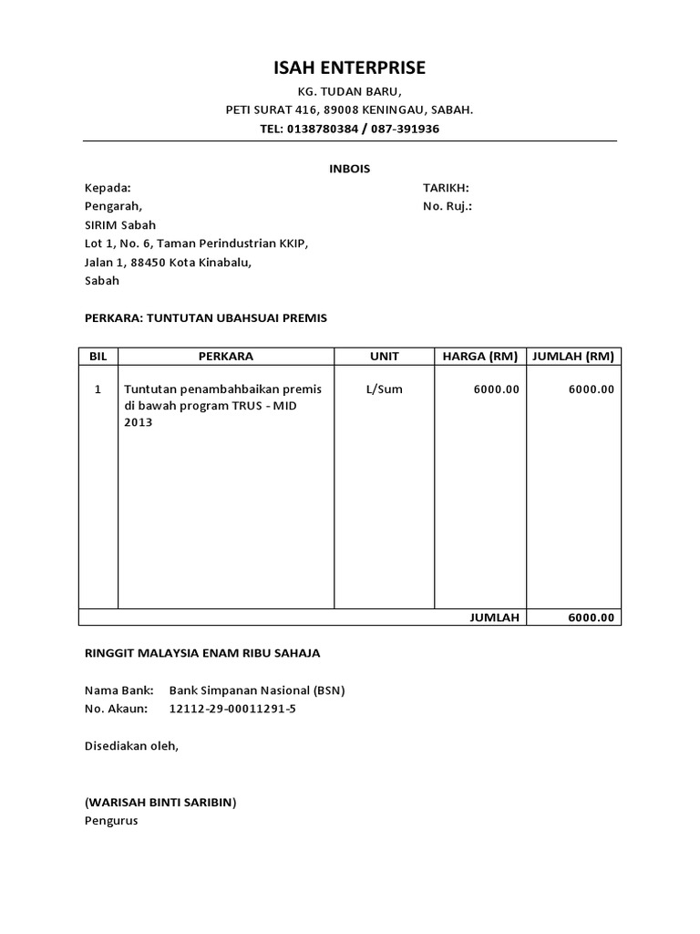 Contoh Invois | PDF
