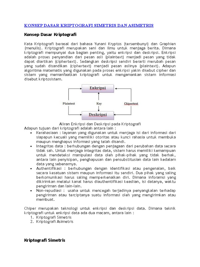 Konsep Dasar Kriptografi Simetris Dan Asimetris | PDF | Komputer