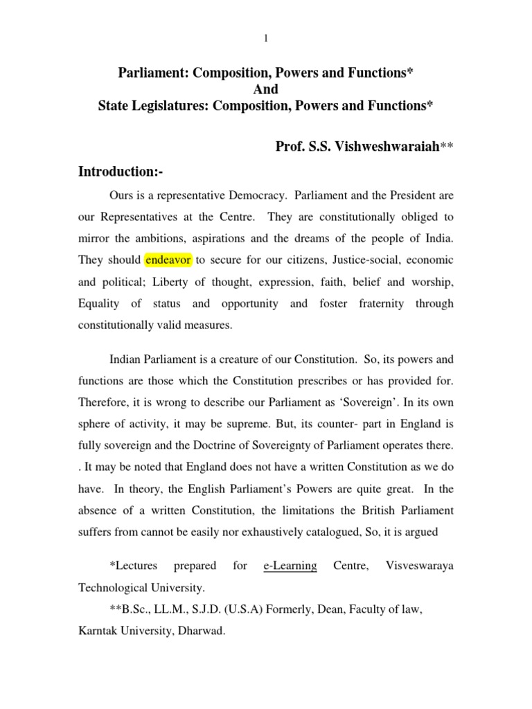 Powers and The Functions of The Parliament PDF | PDF | Politics ...