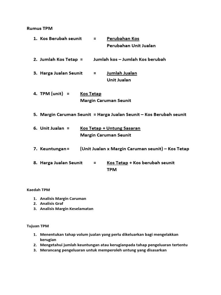 Rumus TPM | PDF