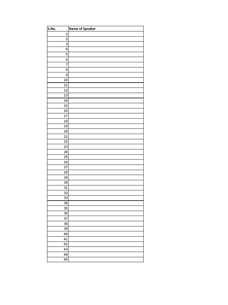 Speaker Name List | PDF