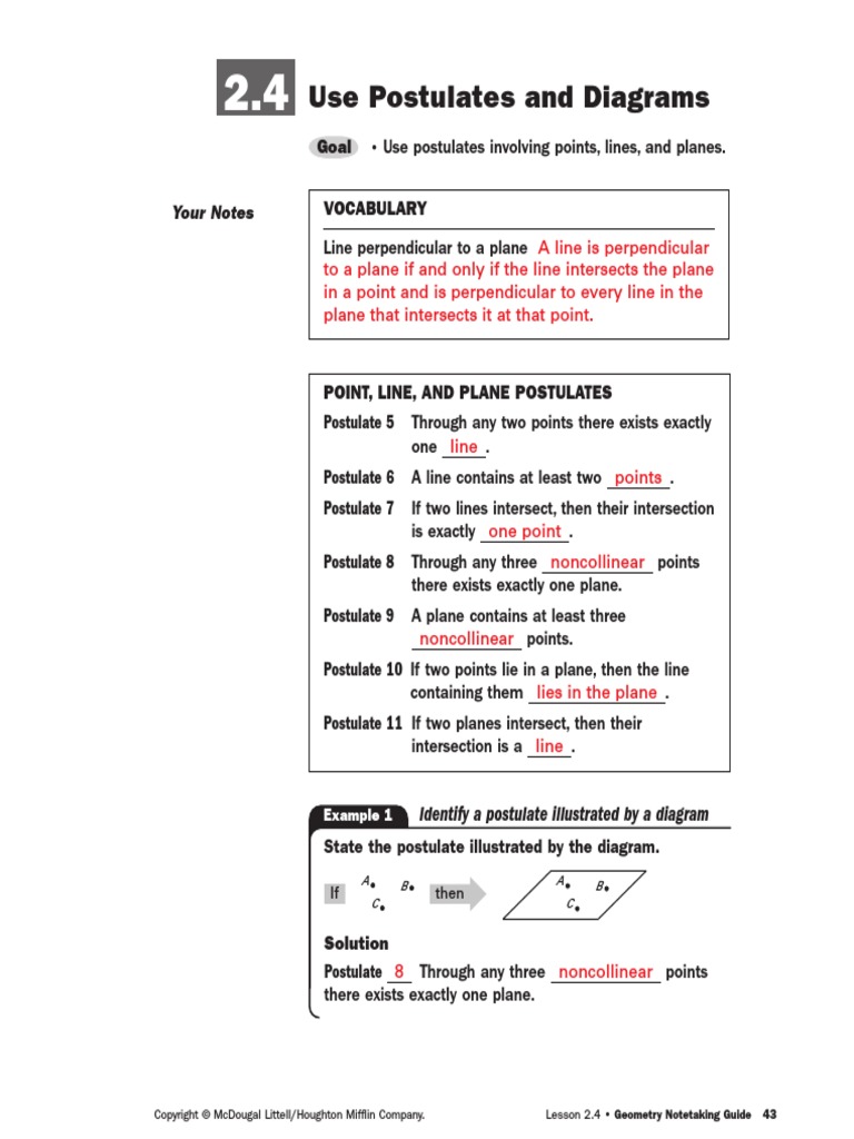 5se 0ostulates and $iagrams:) Dentify A Postulate Illustrated by A ...