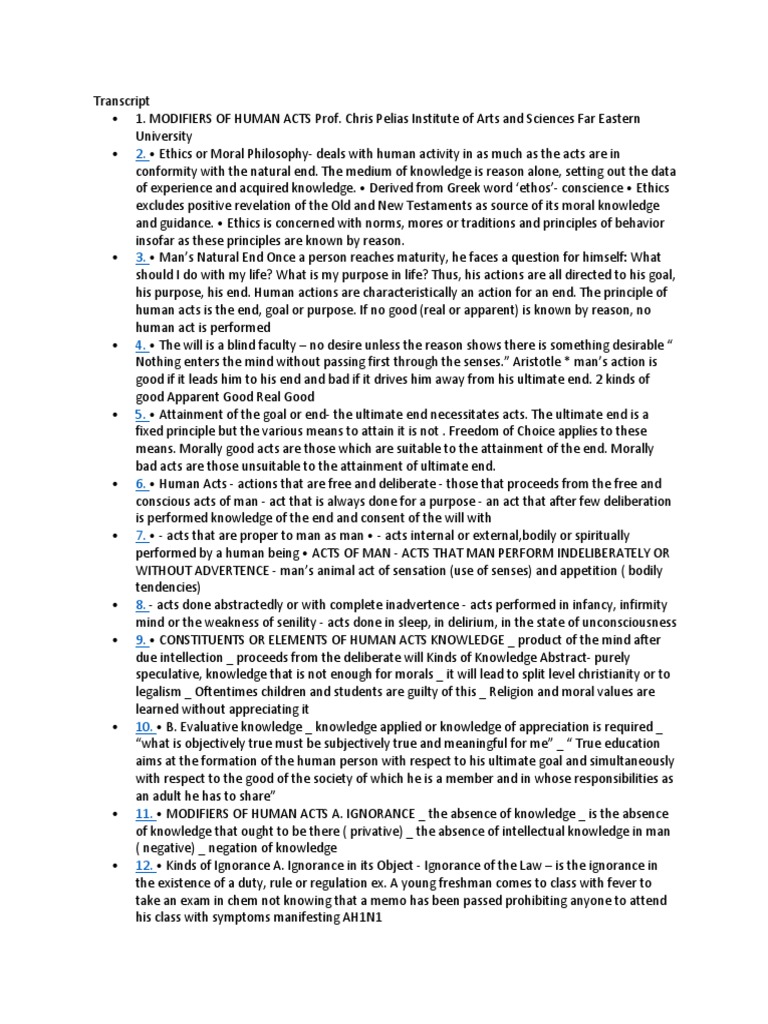 Human Act or Act of Man | PDF | Reason | Free Will