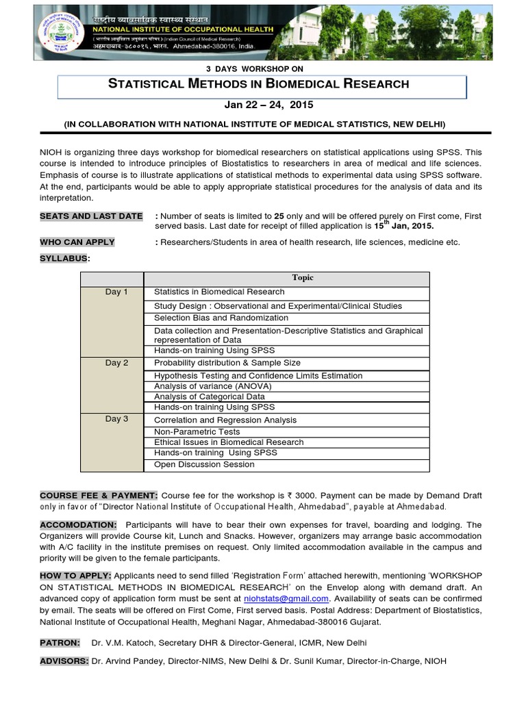 Biomedical Research Statistical Workshop | PDF | Statistics | Analysis ...