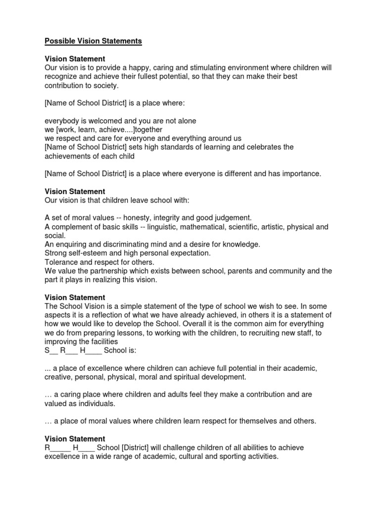 Vision-Mission Examples | PDF | Learning | Curriculum