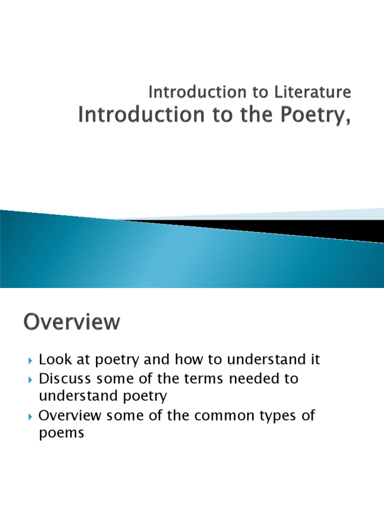 Introduction to Literature Intro to Poetry Unit Part One Types of Poems ...