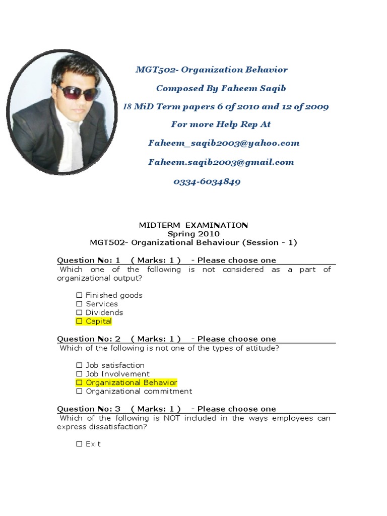 MGT502 - 03041699340 Midterm Papers PDF | PDF | Leadership | Motivation