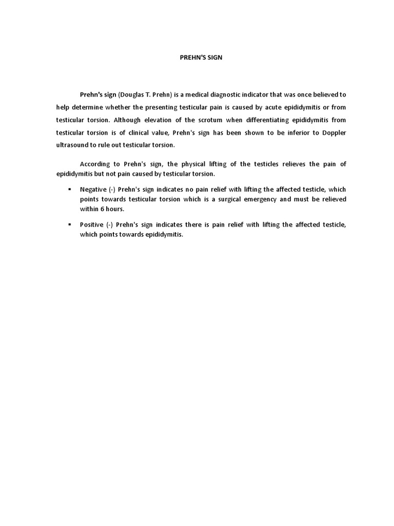 Prehn Sign | PDF | Sexual Anatomy | Male Genital Disorders