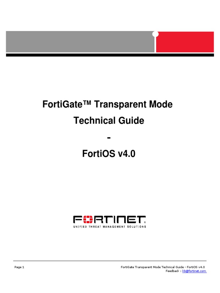 Fortigate Transparent Mode Technical Guide FortiOS 4 0 Version1.2 | PDF ...