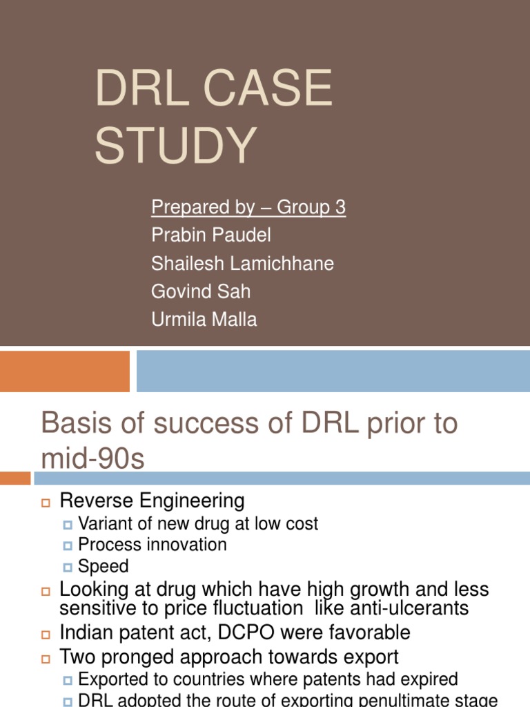 DRL Case Presentation Group 3 | PDF | Pharmaceutical Drug | Generic Drug