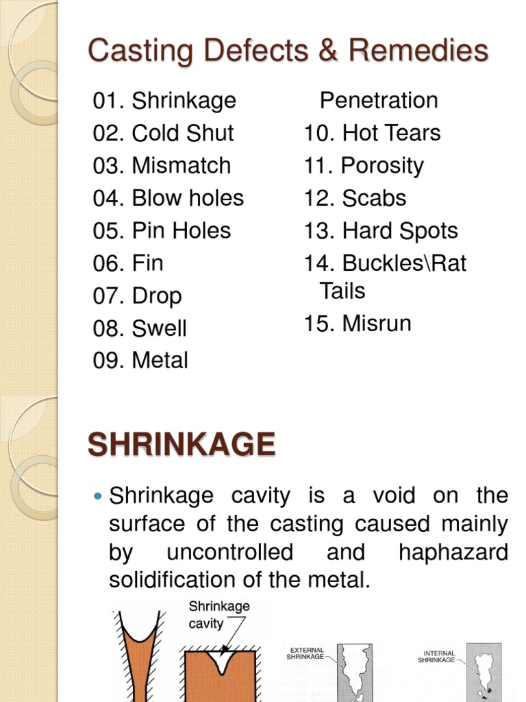 Casting Defects & Remedies | PDF | Casting (Metalworking) | Chemical ...