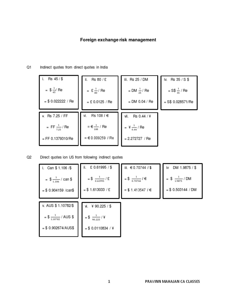 Foreign Exchange Risk Management - Complete Sol PDF | PDF | Hedge ...