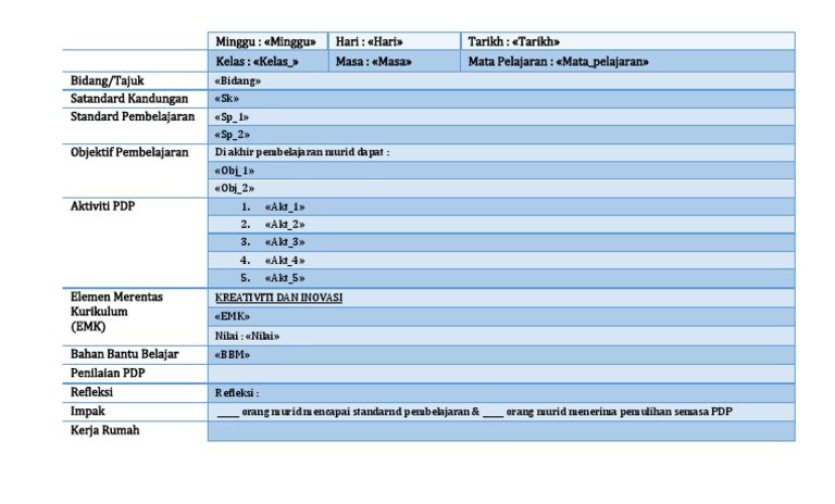 Contoh Format RPH | PDF