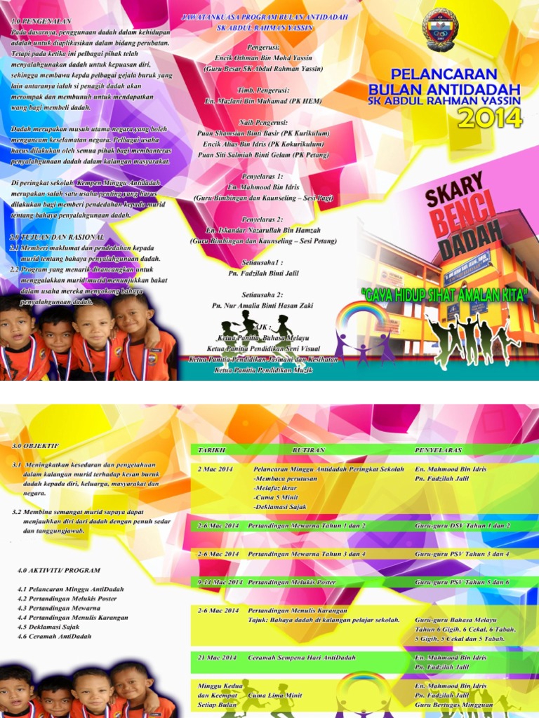 Pamplet Minggu Anti Dadah Peringkat Sekolah | PDF