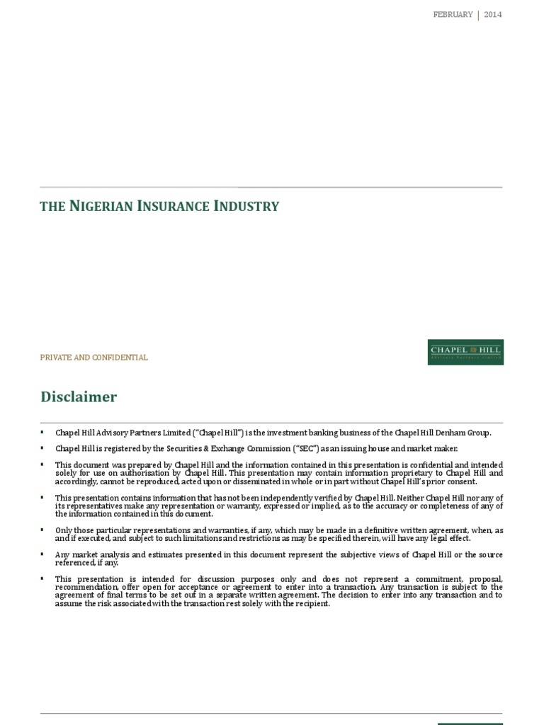 Overview of Nigerian Insurance Sector | PDF | Securities (Finance ...