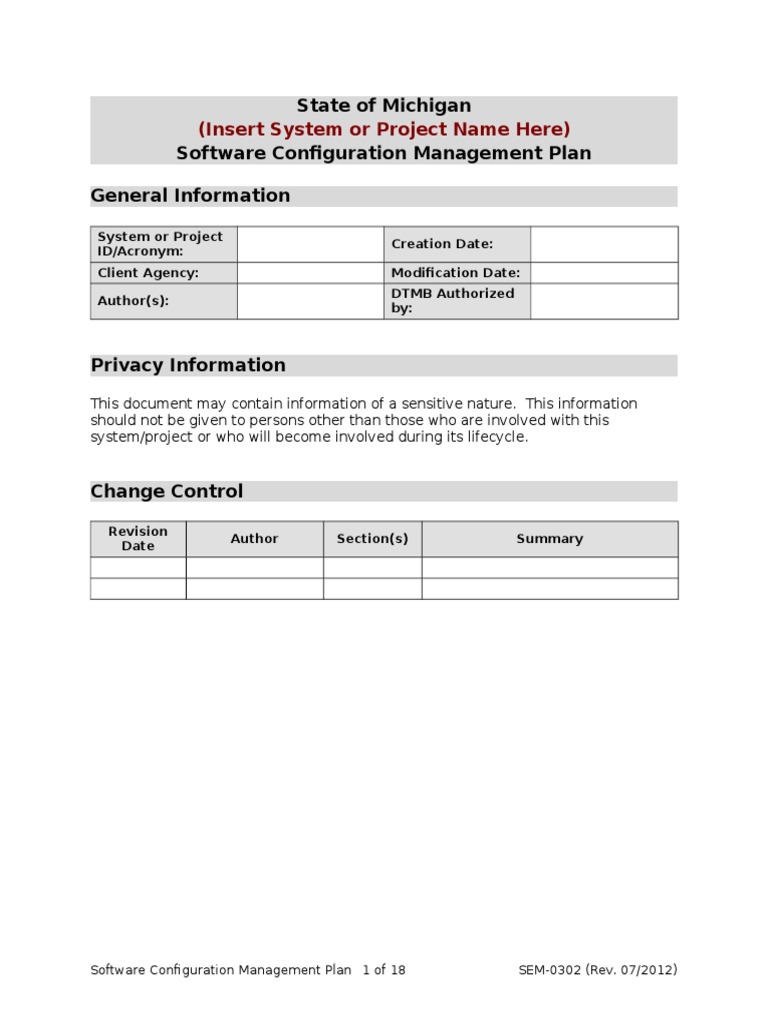 Software Configuration Management Plan | PDF | Version Control | Audit