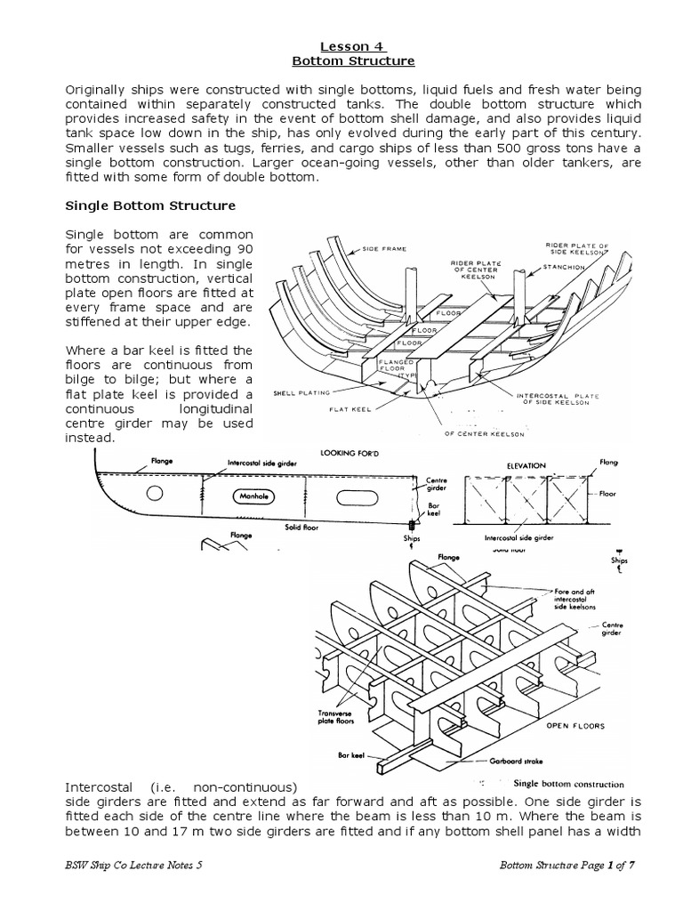 Lecture Notes Bottom Structure | PDF | Framing (Construction) | Ships