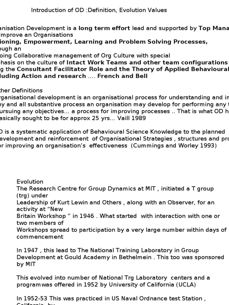 Organizational Development: Definition and Evolution | PDF ...