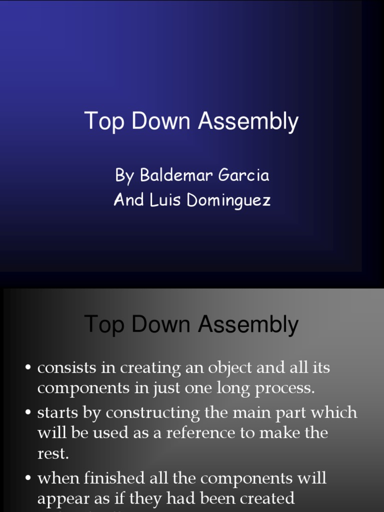 Top Down Assembly: by Baldemar Garcia and Luis Dominguez | PDF