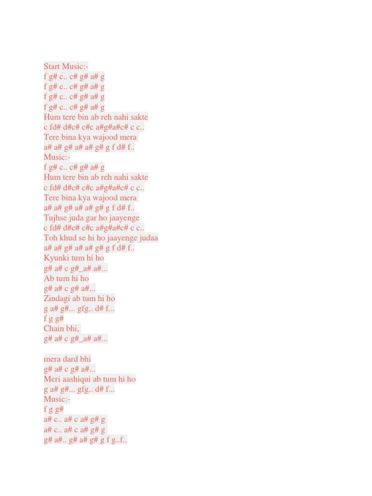 Hindi Songs Music Notes | PDF | Leisure