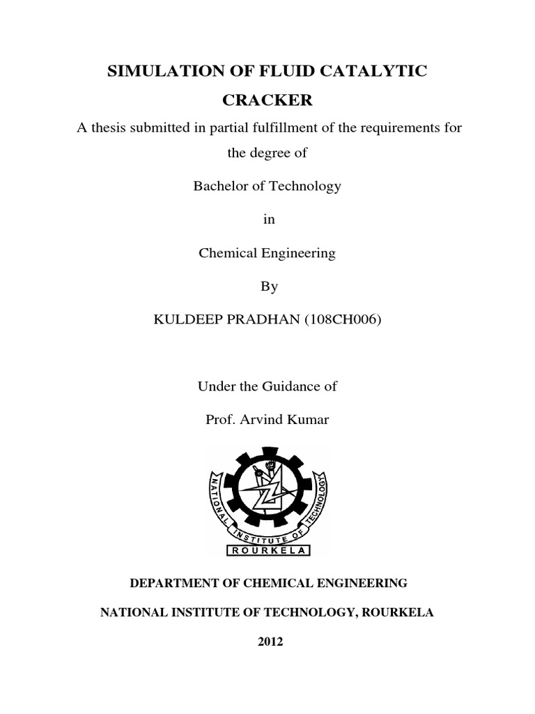 Simulation of Fluid Catalytic Cracker | PDF | Cracking (Chemistry ...