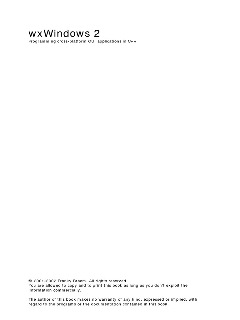 Wxwindows 2 Programming Cross Platform Gui Applications In C And C Pdf Cross Platform 