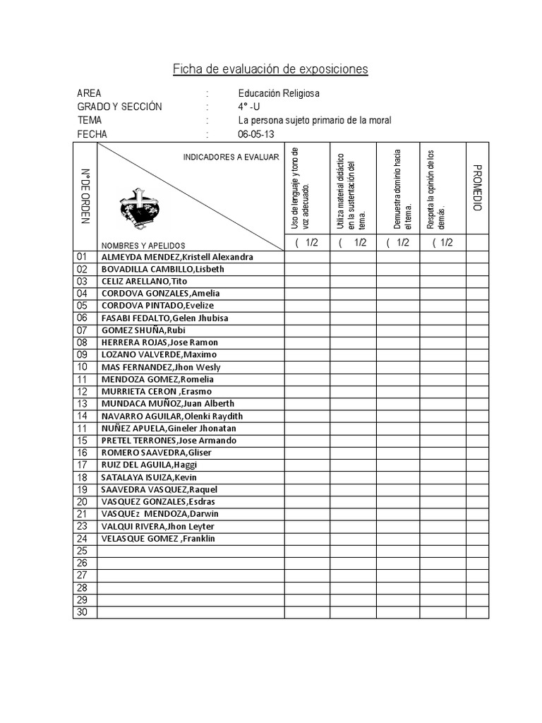 Ficha de Evaluación de Exposiciones | PDF