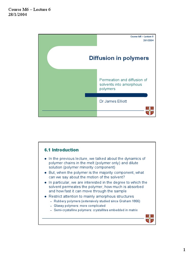 Solution-Diffusion Model | PDF | Diffusion | Polymers