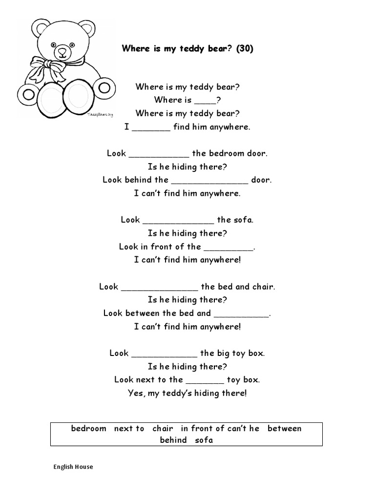 Where Is My Teddy Bear? Poem | PDF