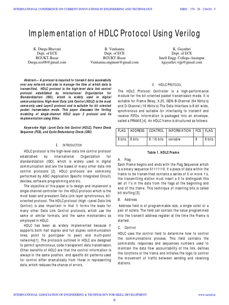 IAETSD-Implementation of HDLC Protocol Using Verilog | PDF ... IAETSD-Implementation of HDLC Protocol Using Verilog | PDF ...