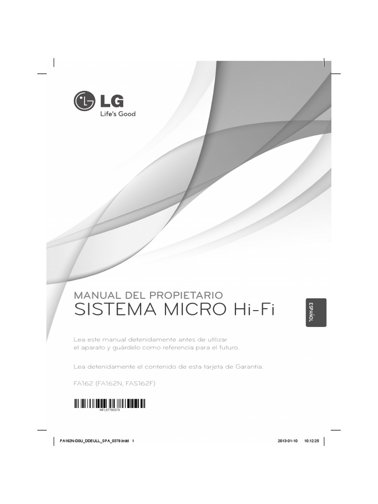 Manual Minicadena LG FA163 | PDF | Mp3 | Batería (electricidad)